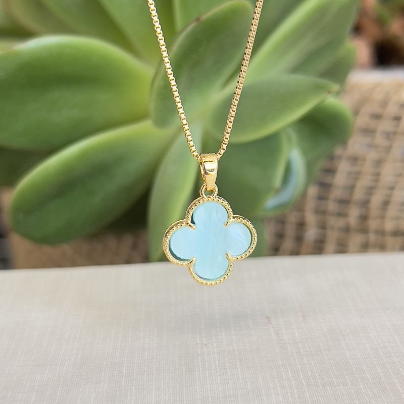 Colar Trevo Aqua